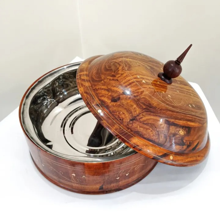 Handcrafted Wooden Hot Pot Set With Steel Bowl And Without Steel Bowl ...
