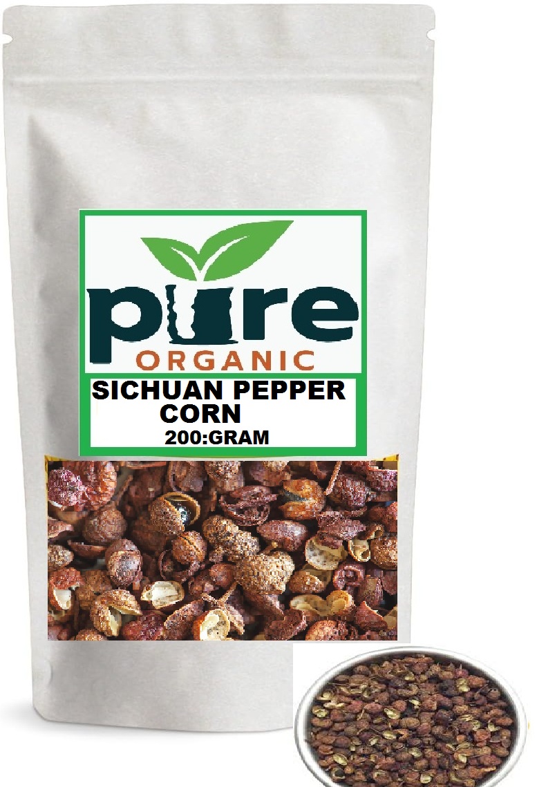 PURE ORGANIC Sichuan Peppercorns|200:GRAM | Szechuan Black Pepper ...