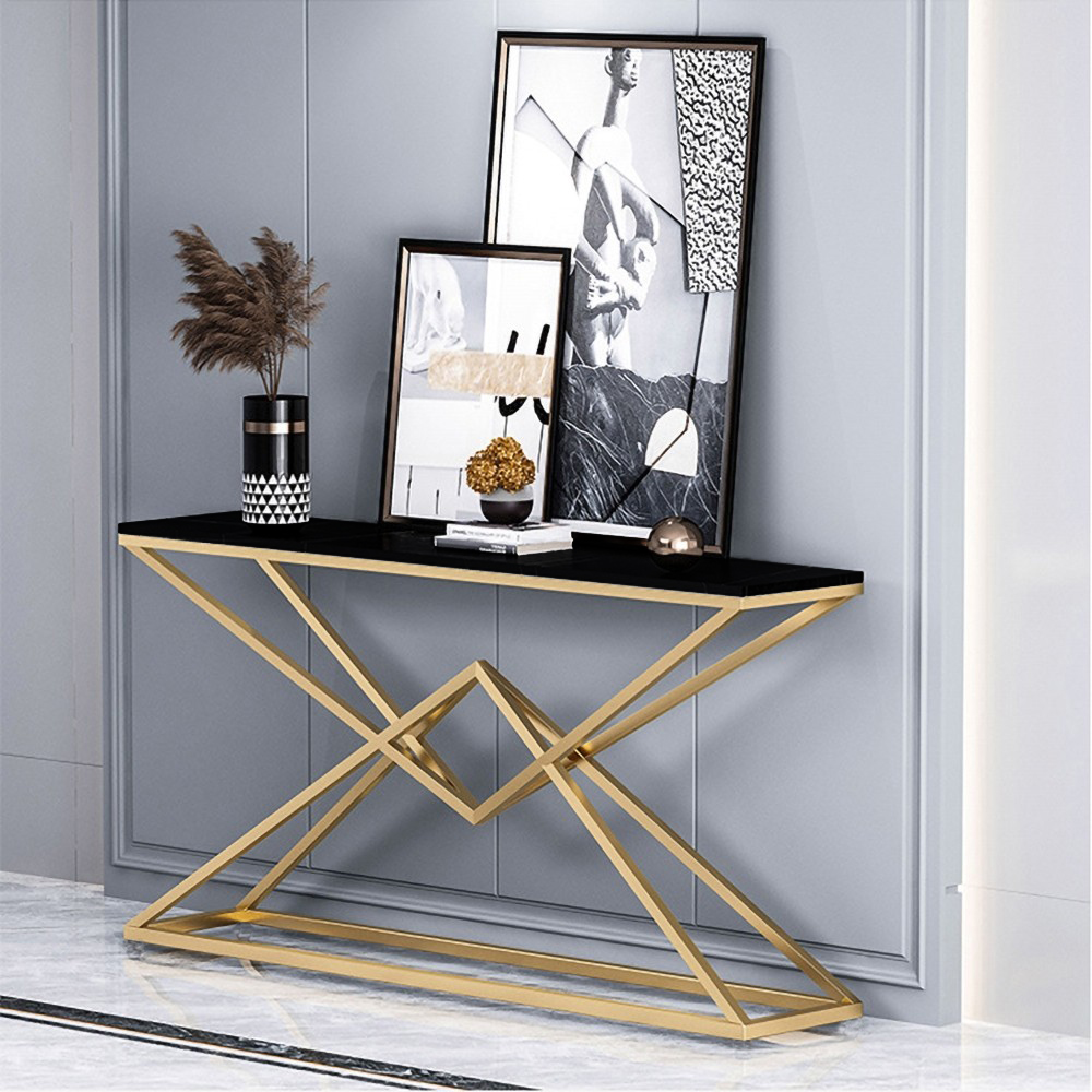 Modern Diamond Console Table Rectangle Shape with Marble Sheet and ...