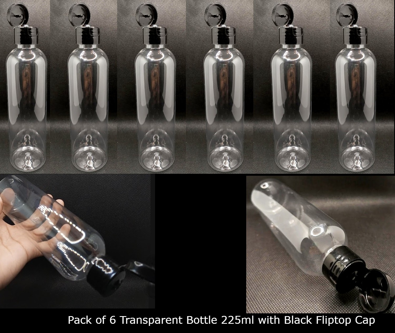 Empty Plastic Push Bottle 225ml Transparent / Press Empty Bottles for ...