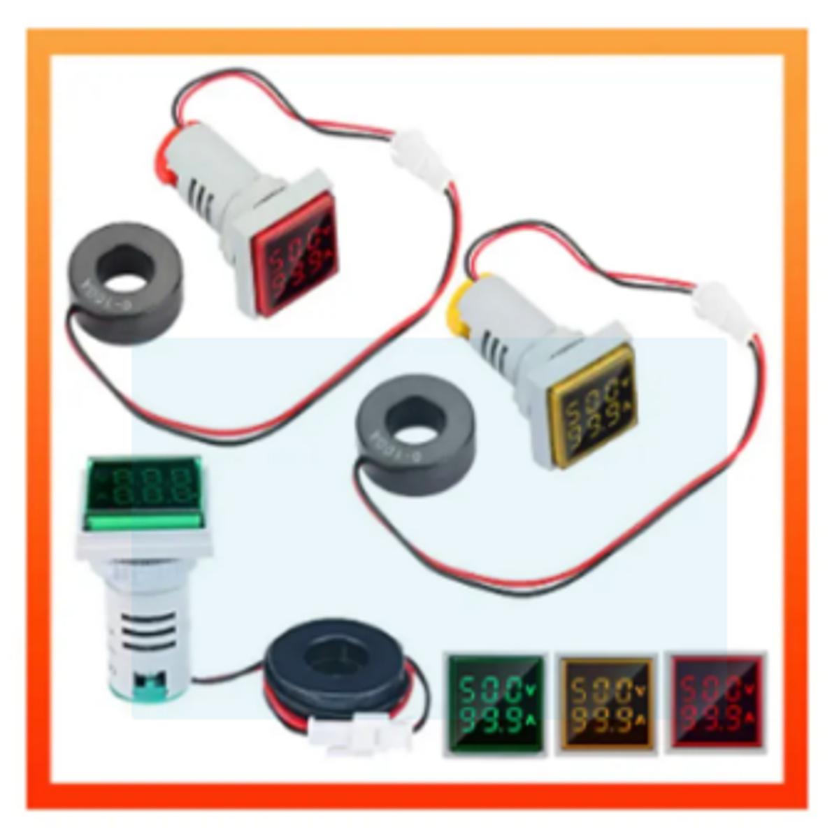 Digital Panel Light Ampere amp Volt Meter 0-100 Amp 2in1 light meter ...