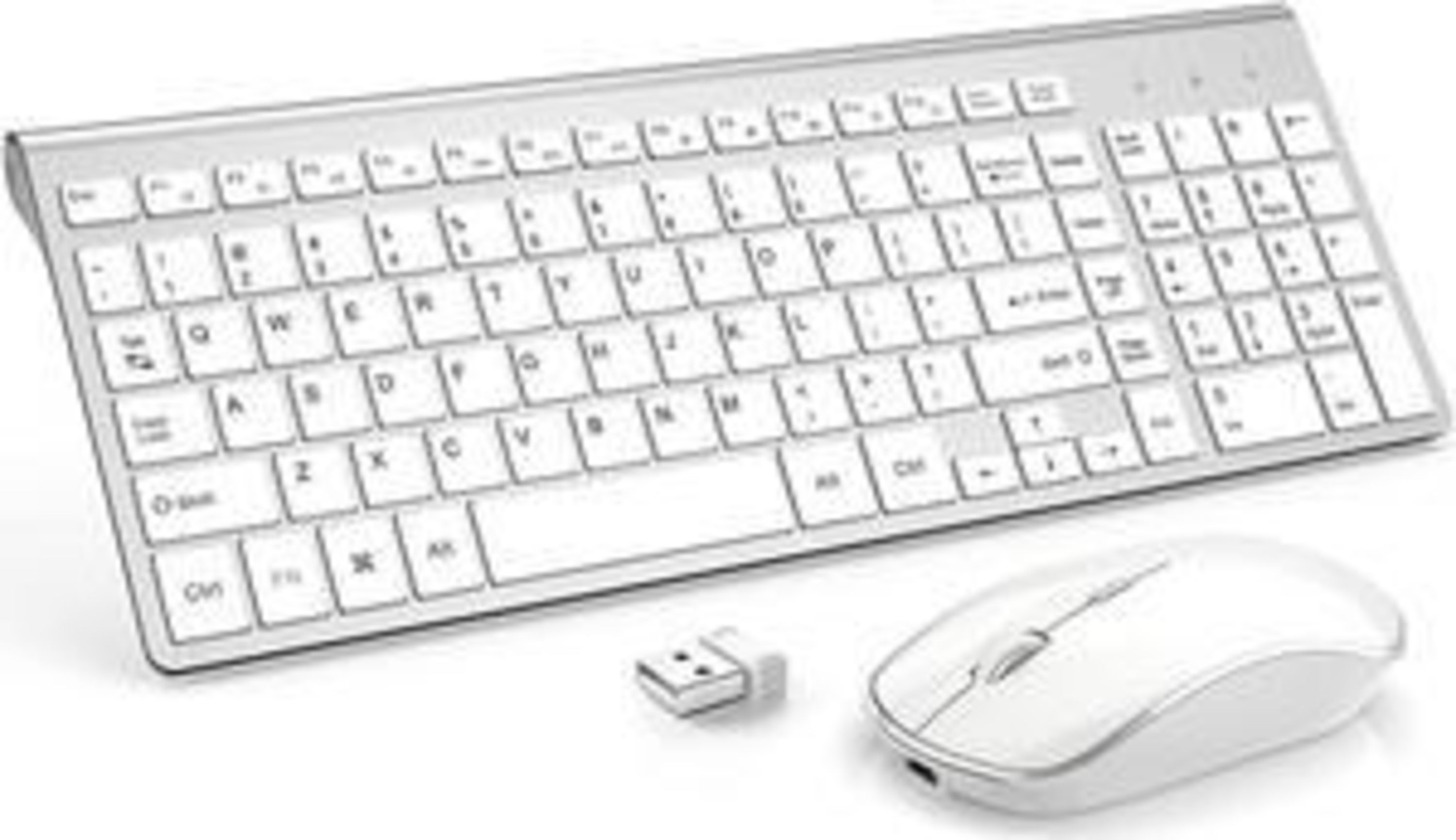 Wireless Keyboard Mouse Combo J Joyaccess Ultra Slim Compact Full Size White Keyboard And Mouse