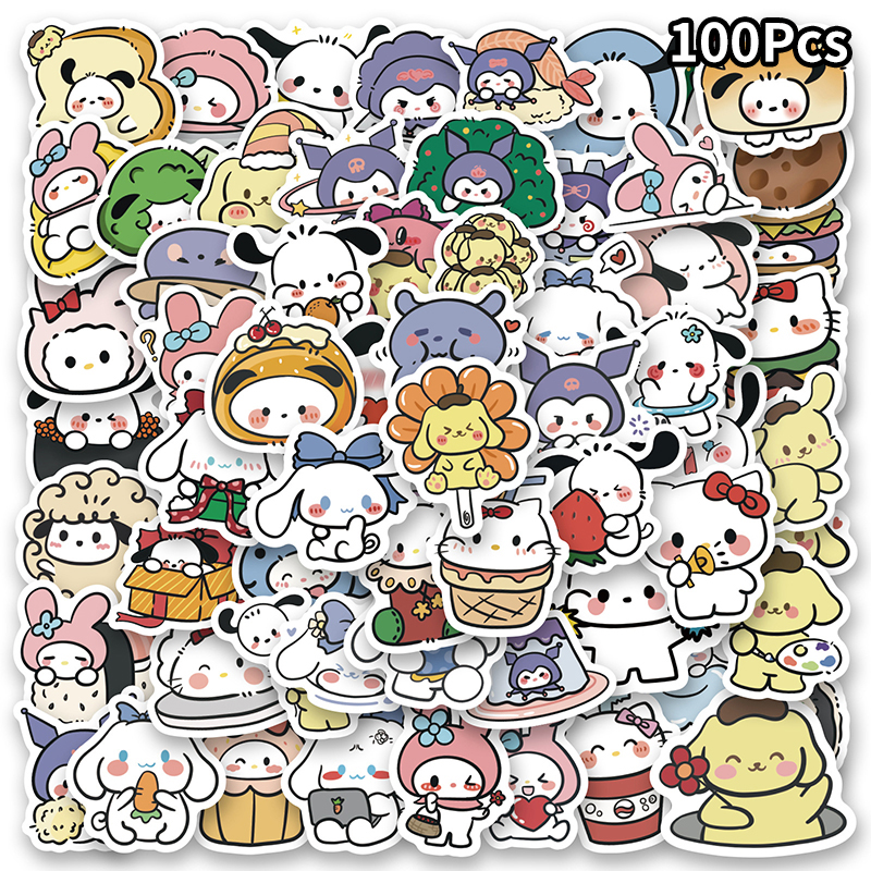 100Pcs Kawaii Exquisite Waterproof Stickers Cartoon Cute HD Printed ...