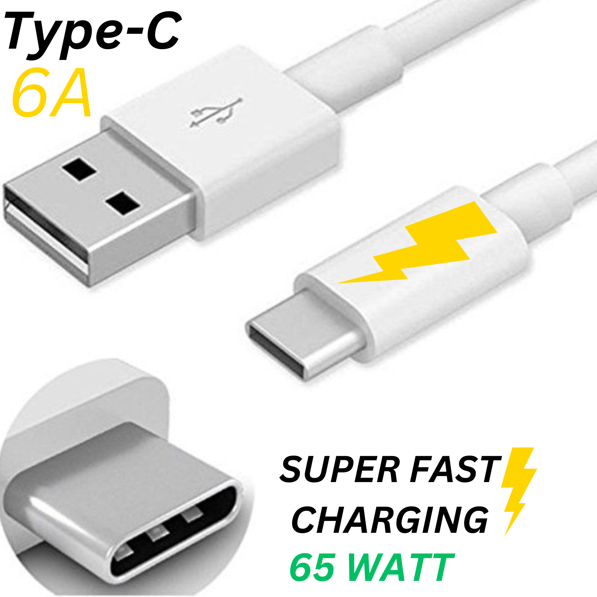 Original Data Cable TYPE-C Fast Charging Data Cable TYPE-C 65 Watt 6A ...
