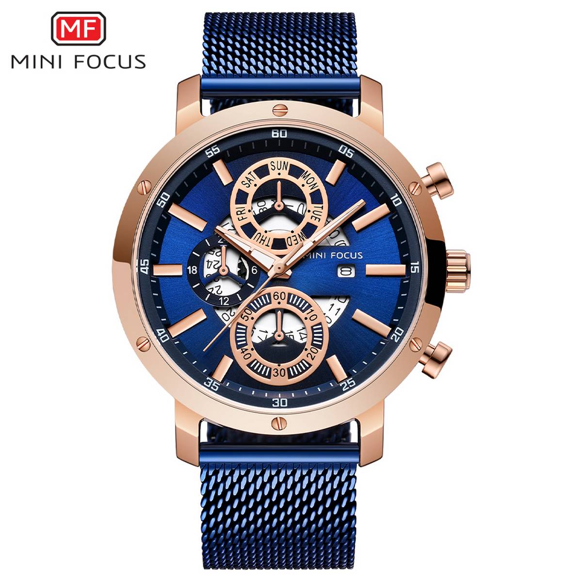 Mini Focus Blue Dial Blue Mesh Strap Chronograph Watch for Men- MF0190G-03 | Daraz.pk