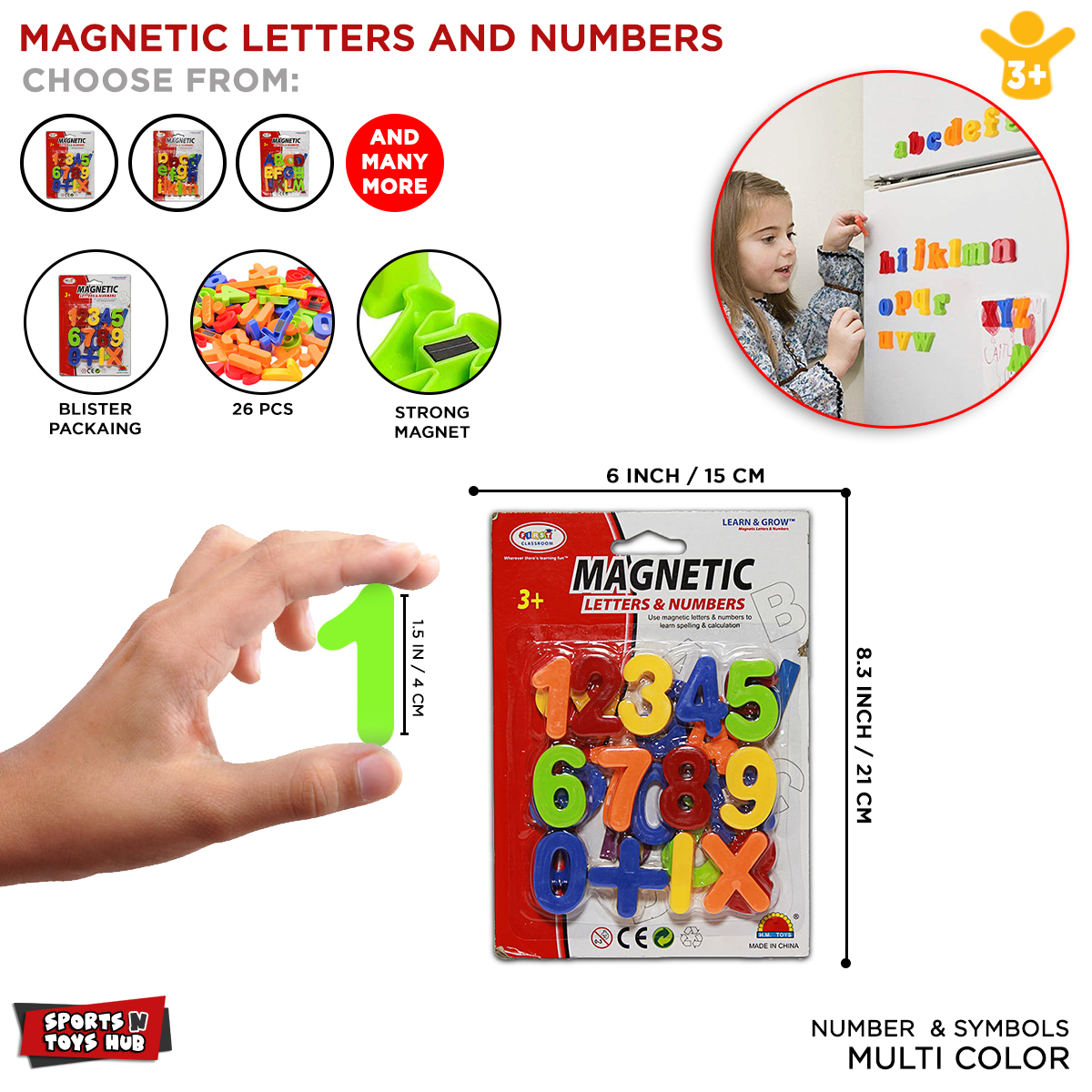 Magnetic Letters and Numbers 26 Pieces, 1.5 Inch Large Size Fun ...