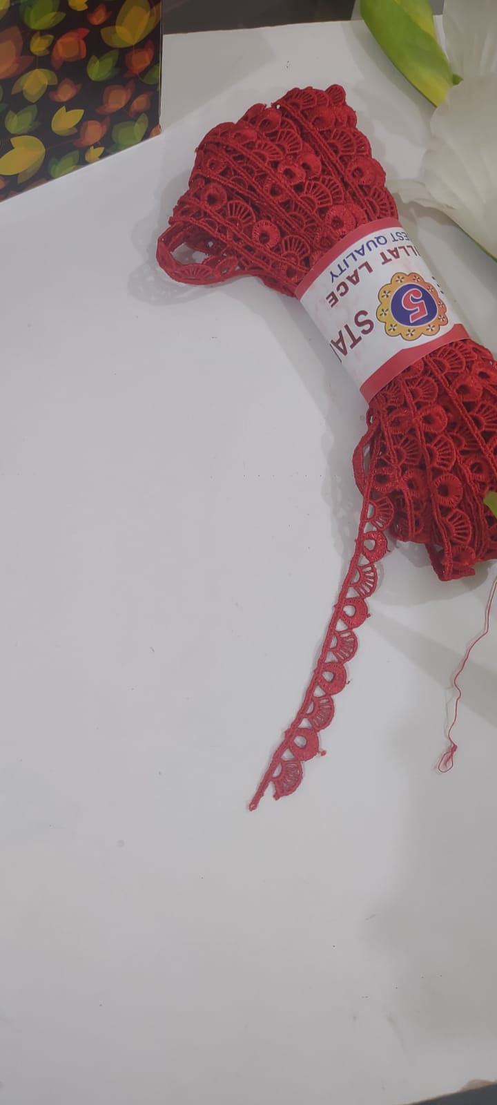 13 Gaz/yard RED color laces for Dupatta and shirt, Chicken Lace ...