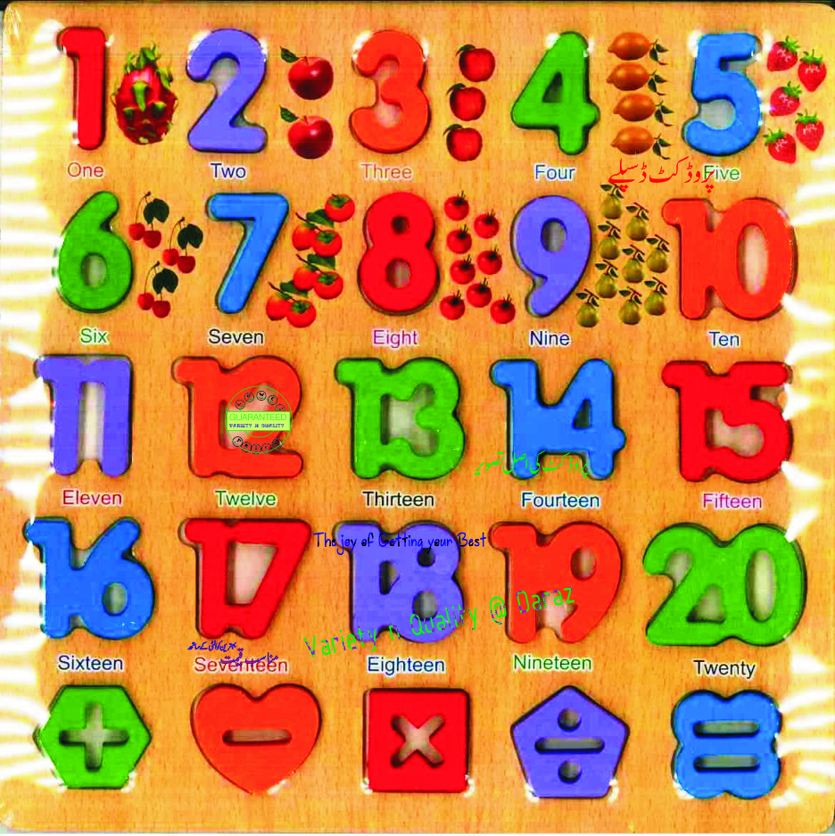 3D Wooden Number Puzzles with Pictures (1 to 20) / ABC Puzzle Plate for ...