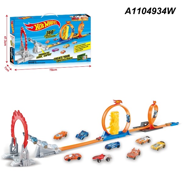 Hot Wheel 3313 Double Ring Speedway Race Track with dead loops: 2 cars ...