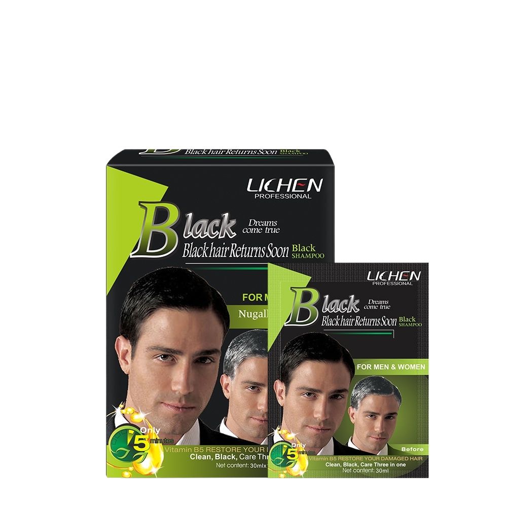 Lichen Black Hair Color Shampoo Sachet for Men & Women - 20ML X 10ML ...