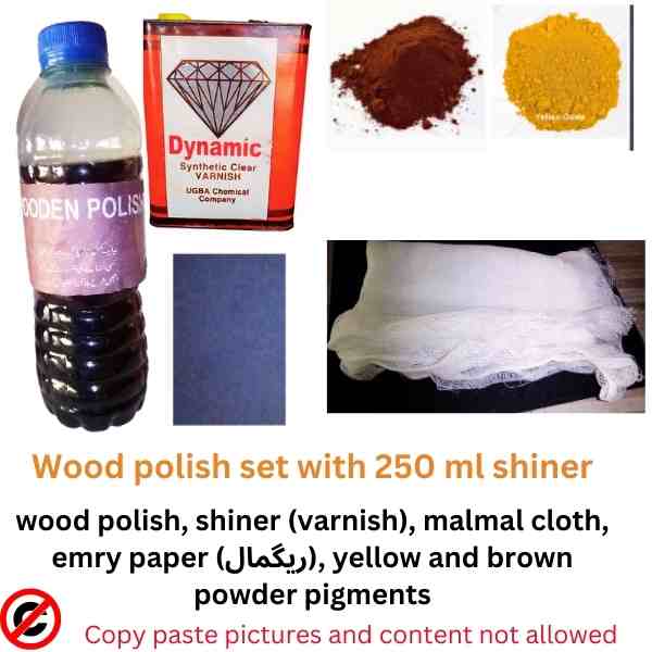 Glossy Wood & Furniture Polish, 500 ml, with powder colors, malmal ...
