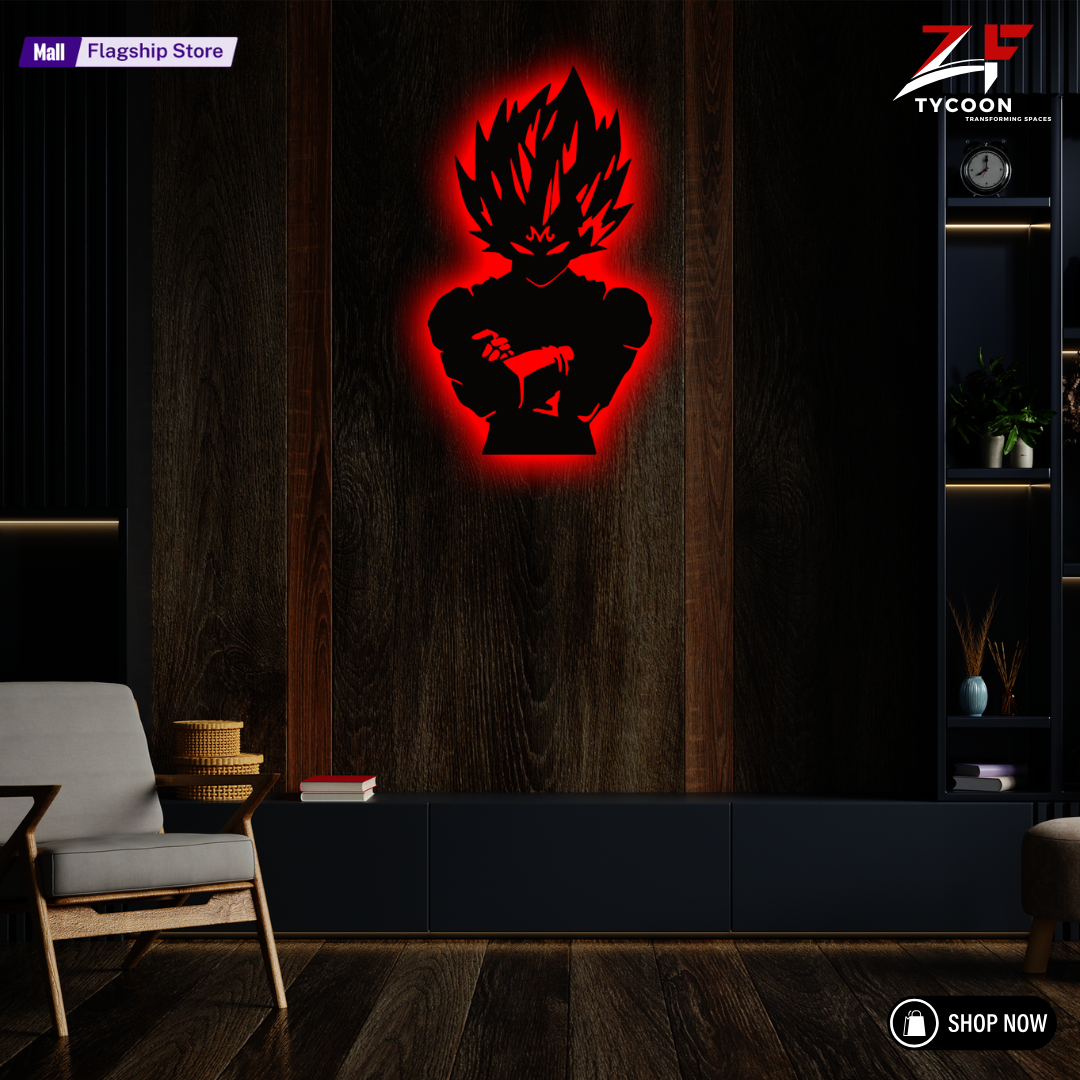 ZF Anime vegeta – goku Cartoon 3D Wall Art Design LED Wooden 7mm Zrk ...