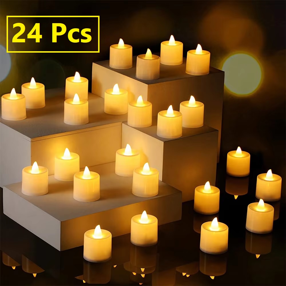 Pack of 1/3/6/10/12/24 LED Candle Tea Light flameless Candles Electric ...