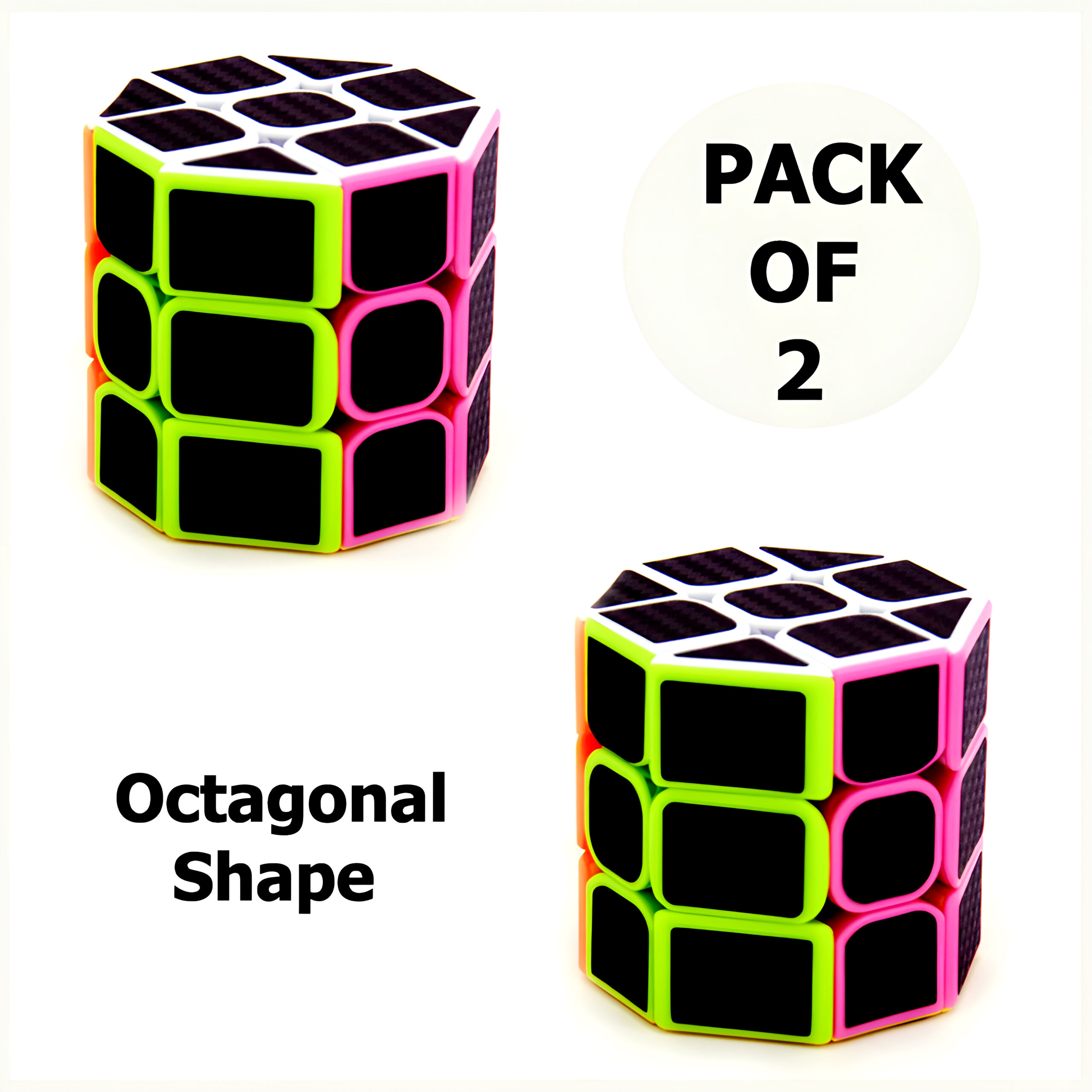 Pack of 2 Colorful 3x3x3 Octagonal Puzzle Cube Toys - Enhance Social ...