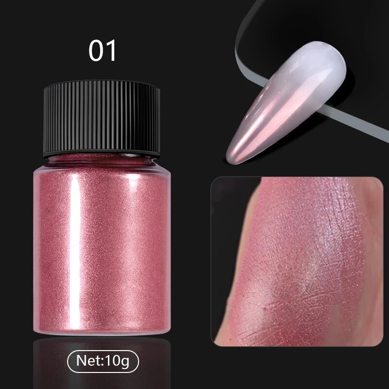 10g Pearl Aurora Nail Powder Purple Pink Blue Chrome Glitter Pigment ...