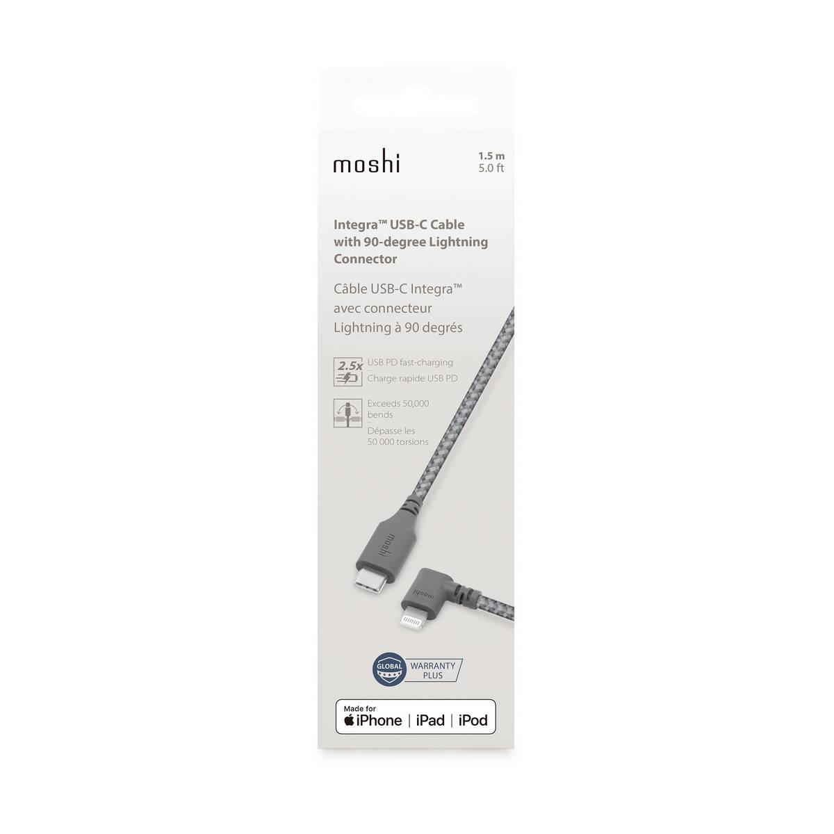 Moshi Integra USB-C to Lightning Cable with 90-degree Connector 5 ft (1 ...