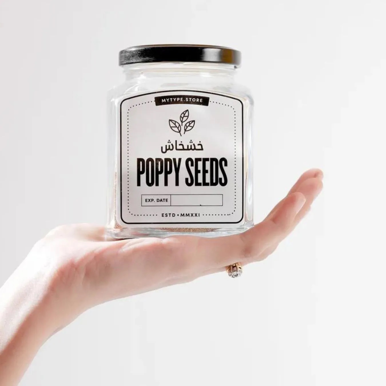 Pure 6 Glass Jar 400ml/500Gram with Stickers, Kitchen Spices jars ...