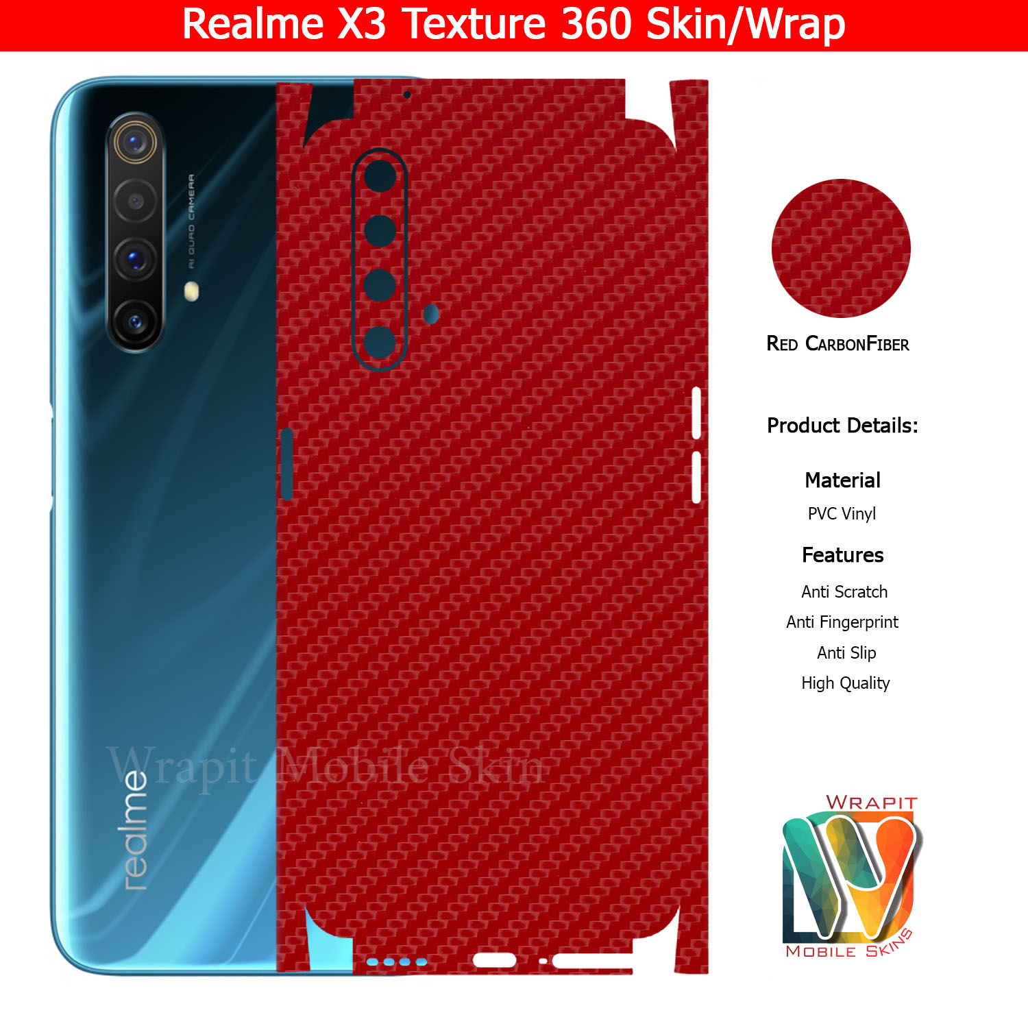 Real.me X3 Skin / Wrap 360 Protection Carbon fiber/ Matte/ Transparent ...