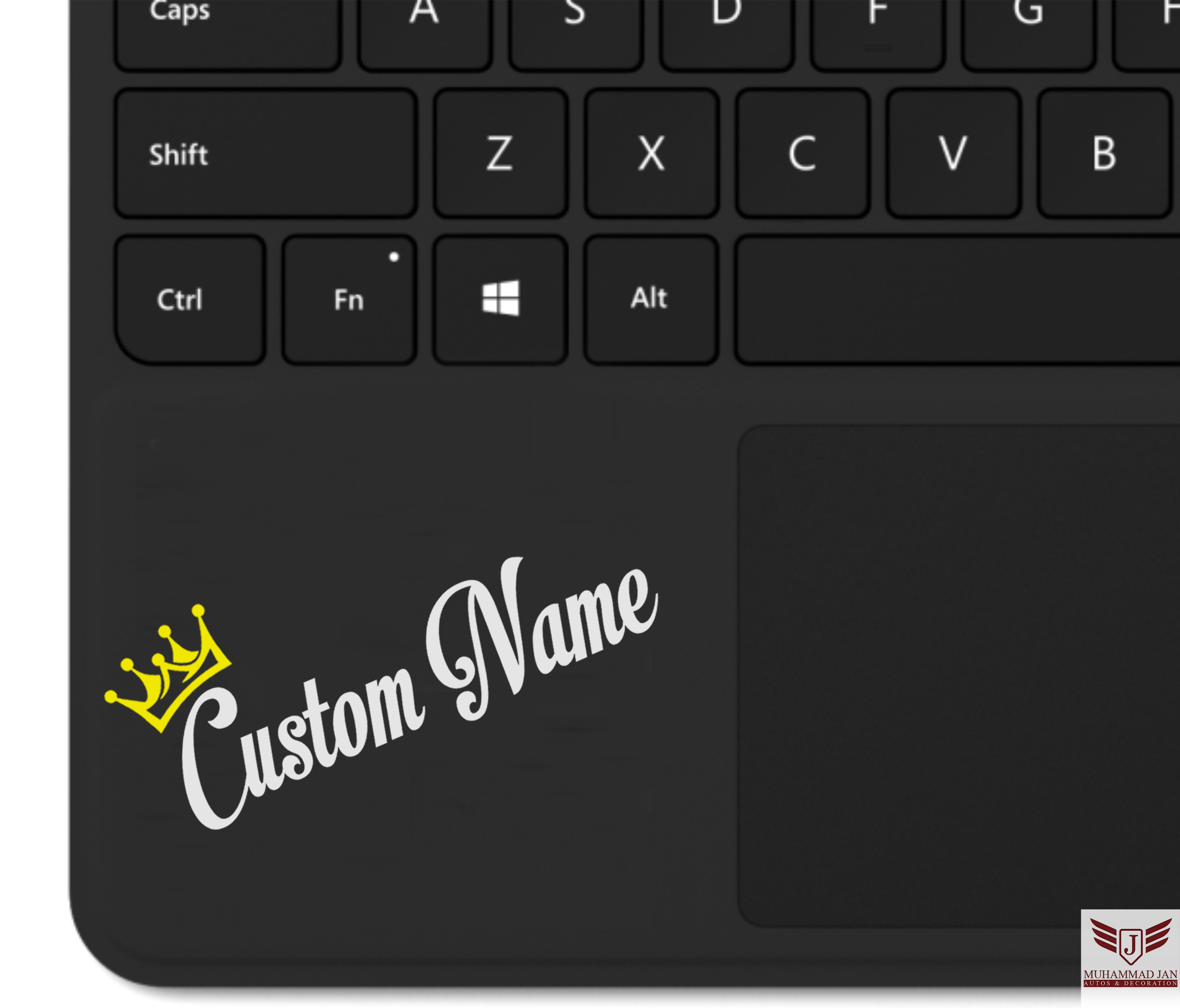 Custom Name Sticker for Laptop (4x1.5) Inches Your Name with Crown ...