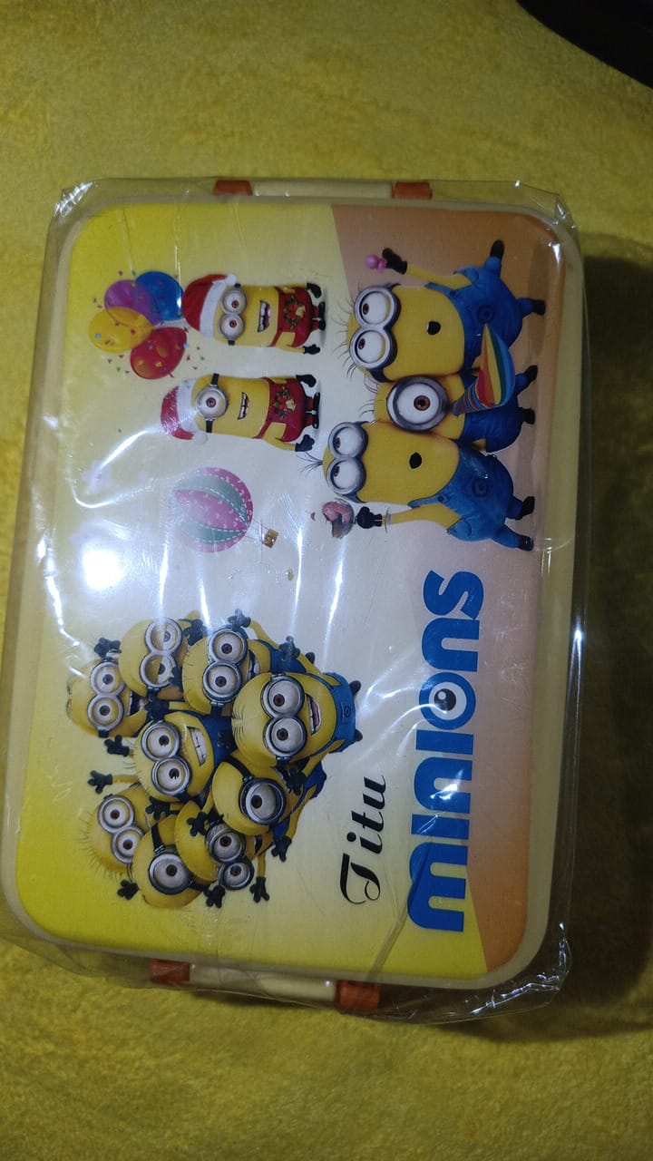 Lunch Box Unbreakable Plastic With Printed Characters Large Capacity ...