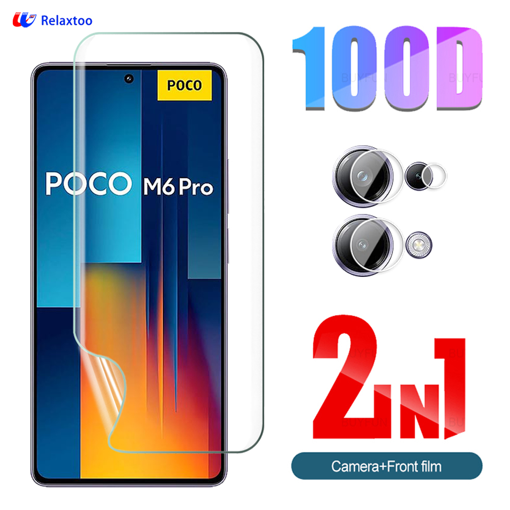 Relaxtoo For Xiaomi Poco M6 Pro 4G 2in1 HD Hydrogel Screen Protector ...
