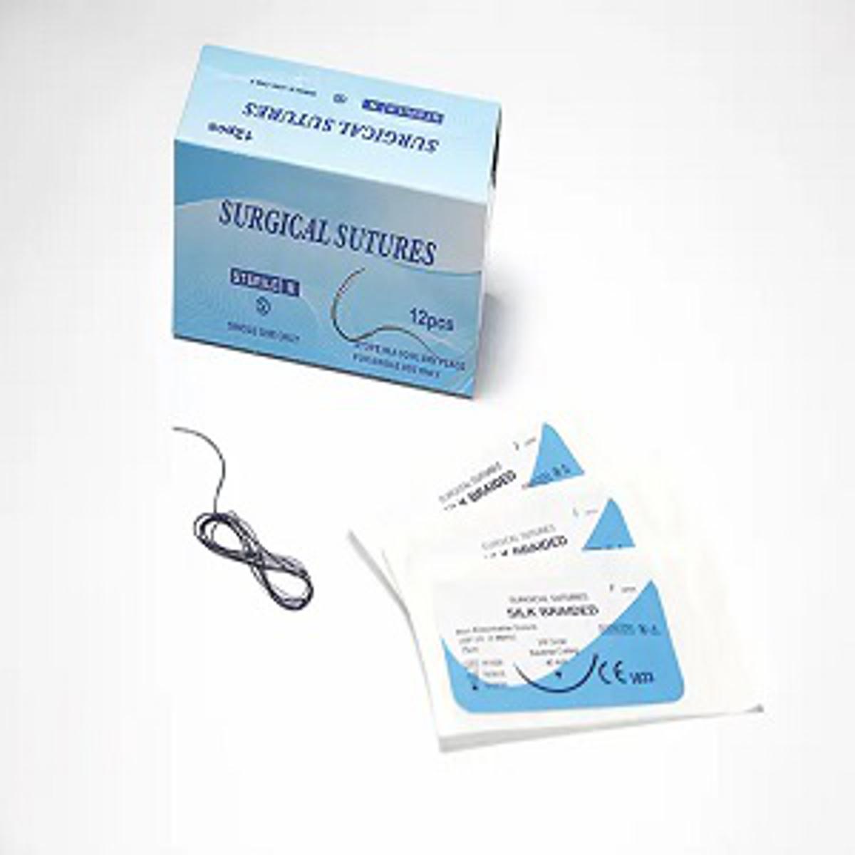 Premium Silk Sutures Thread 3 Pieces Silk Braided Sutures Natural Non Absorbable Needle Silk ...
