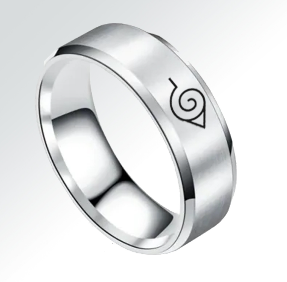 Naruto Ring Leaf Sign Ninja Black Fashion Titanium Steel Anime Jewelry ...