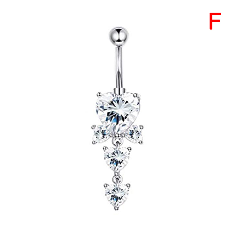 14G Crystal Navel Ring Barbell Drop Dangle Body Piercing Belly Button ...