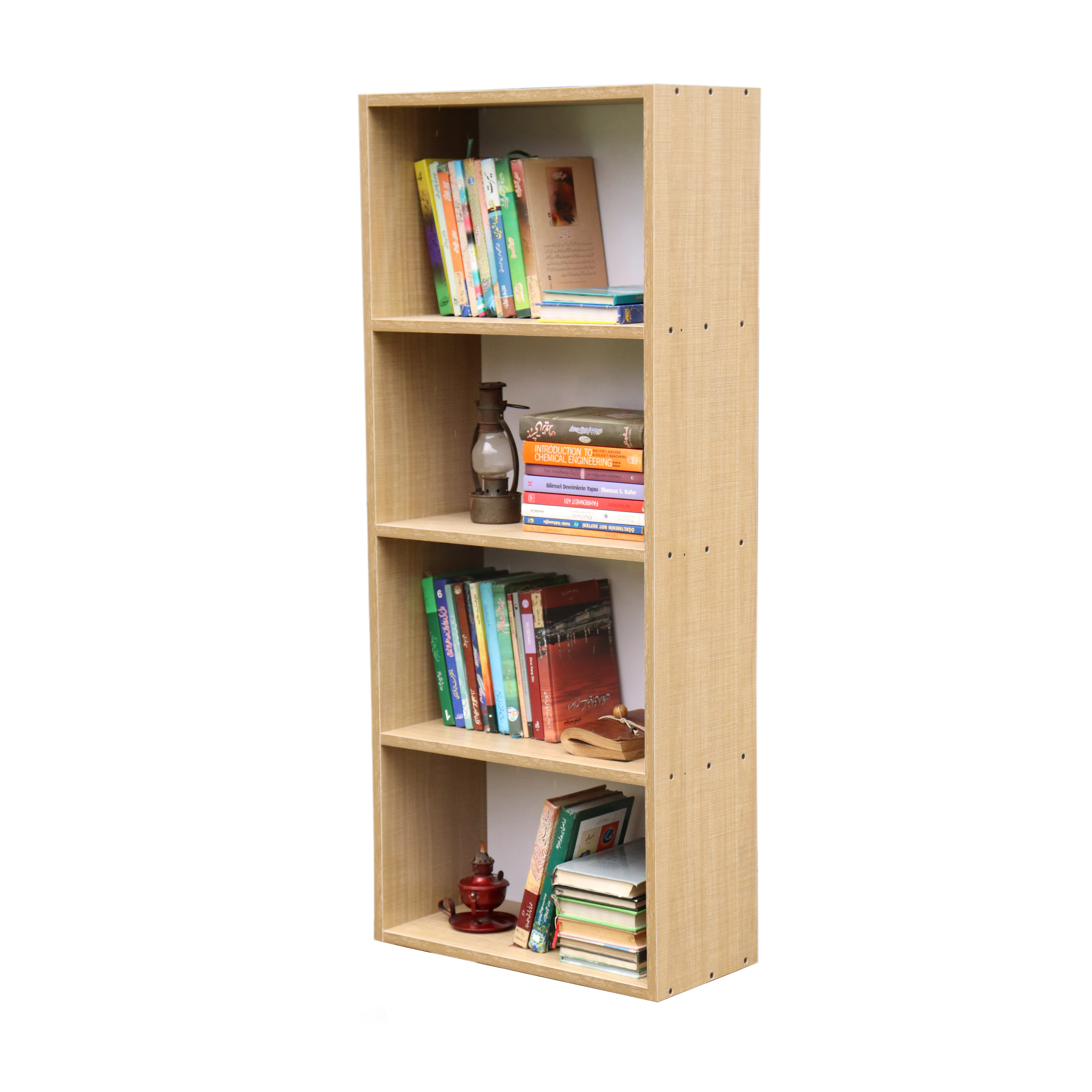 WK WOODENWHIMSY 4 Tier book shelf, book rack with edging, multipurpose ...