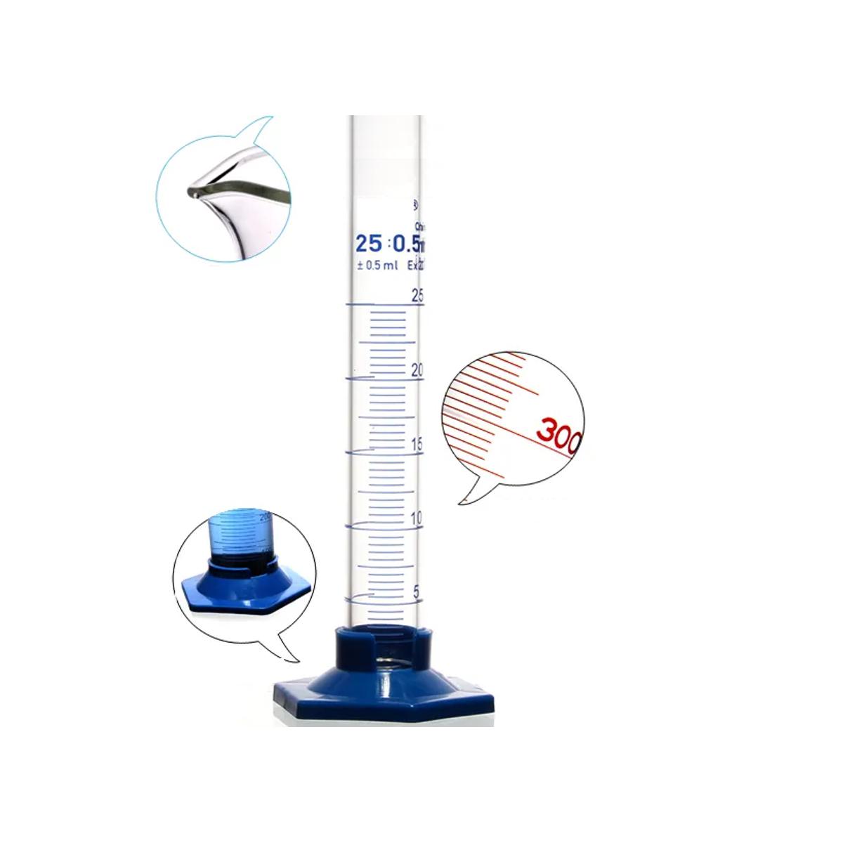 Glass Graduated Measuring Cylinder Plastic Base 25ML | Daraz.pk