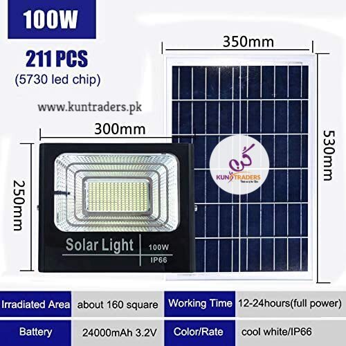 Solar Panel LED Flood Light 100W Outdoor Emergency Portable Light ...