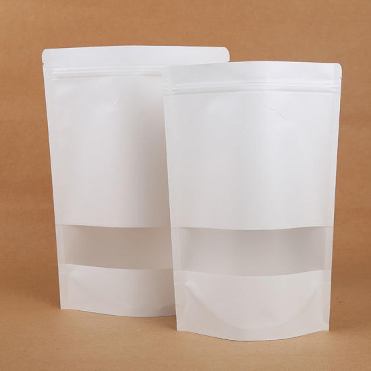 15x22 cm 100pcs/Lot Biodegradable White kraft paper stand up pouch ...