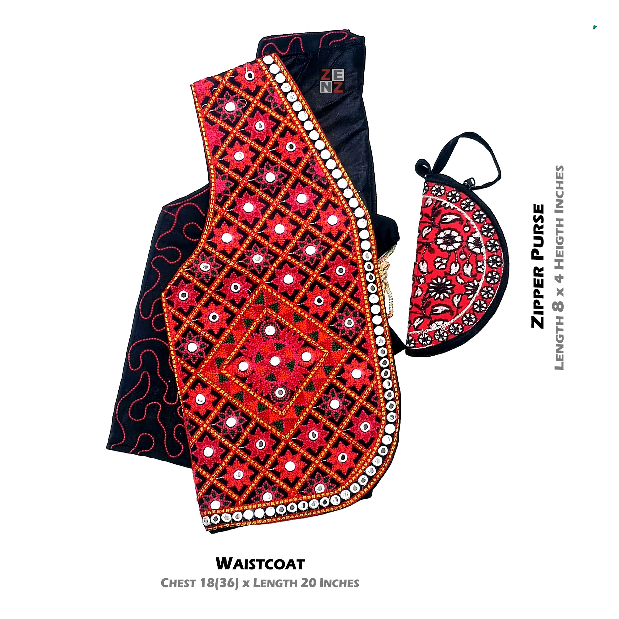 Sindhi Embroidery Waistcoat Koti & Purse Combo Set Vintage Traditional ...