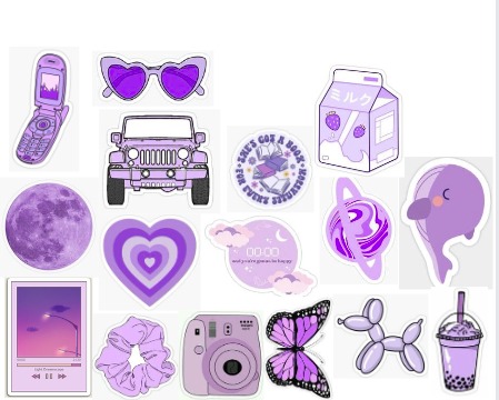Pack of 16 Purple Aesthetic Stickers for scrapbooking/journaling ...