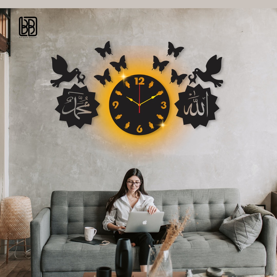 BB Bargain Bazzar Wall Clock 3D Wooden Watch DIY Design Decoration HOME ...