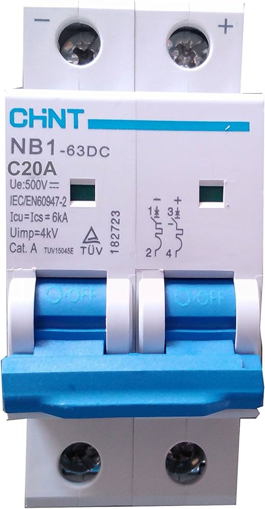 CHINT DC Breaker NB1 63 DC 6KA MCB 2 Pole 500V 20 AMP | Daraz.pk