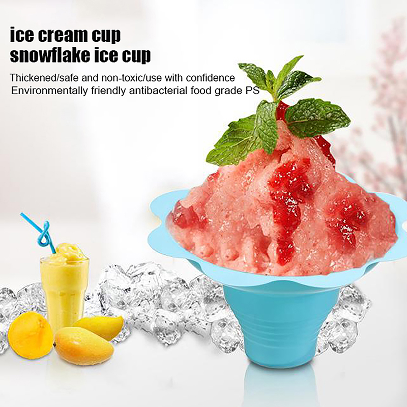 4Pcs 450ML Colorful Shaved Ice Cups Flower Shaped Snow Cone Cups Leak Proof Plastic Slush Snack ...
