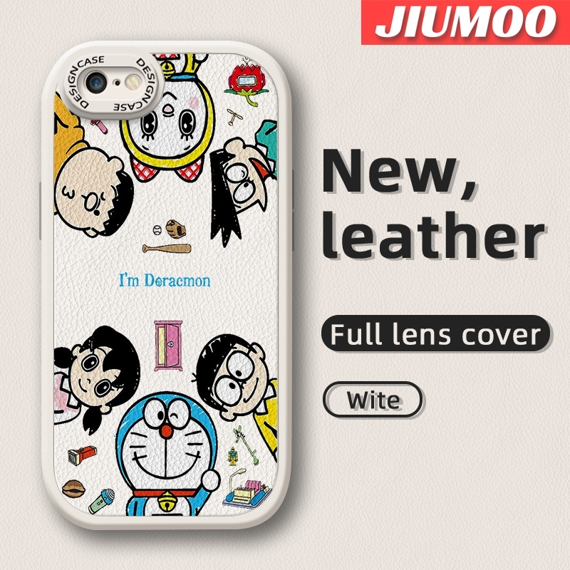 JIUMOO For iPhone Se 2020 Case Cartoon Oil Doraemon Thin Leather Soft ...