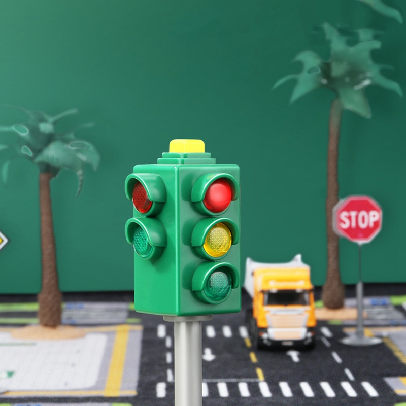 Mini Traffic Signs Road Light Block with Sound LED Children Safety Traffic Light Model Kids ...