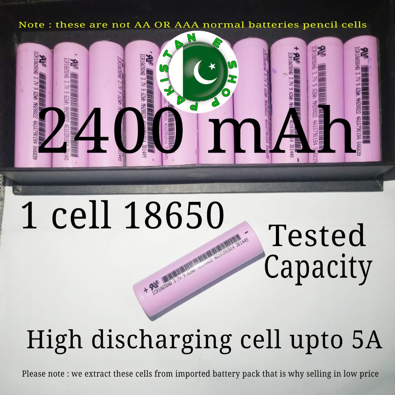 18650 2400mAh lithium ion cell 18650 battery cell recycled ICR 18650 ...