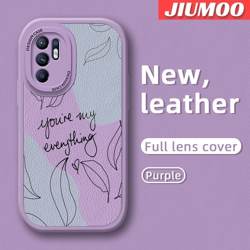 JIUMOO For OPPO Reno 6 4G Case Fashion Simple Leaves Word Thin New ...