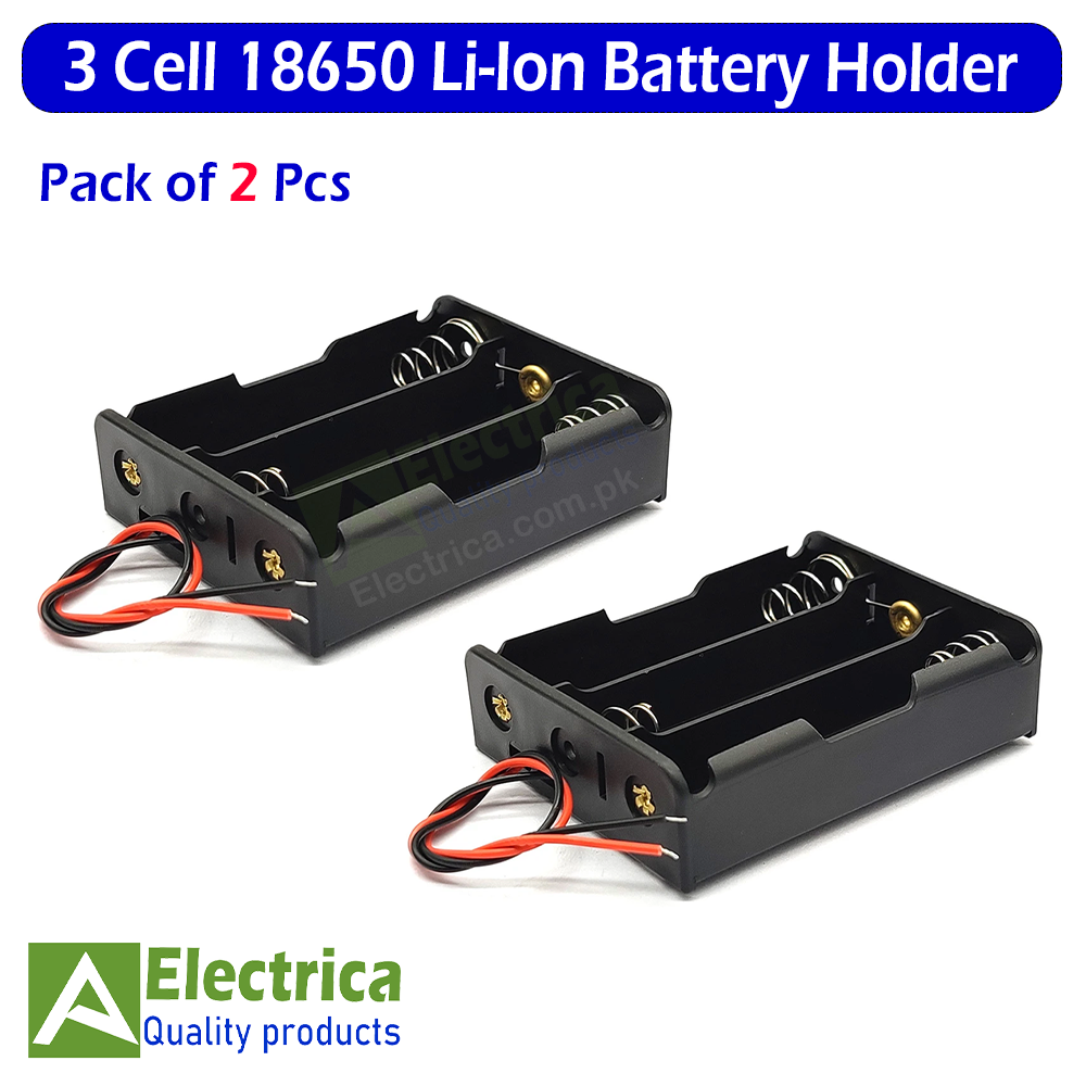 3 Cell Black Plastic Li-ion 18650 Rechargeable Battery Storage Case ...