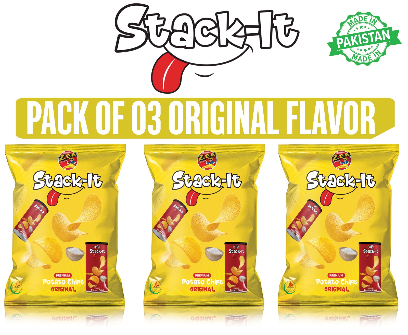 Stack-it Potato Chips Original (Pack of 3) | ZEE SNACKS - MD FOOD ...