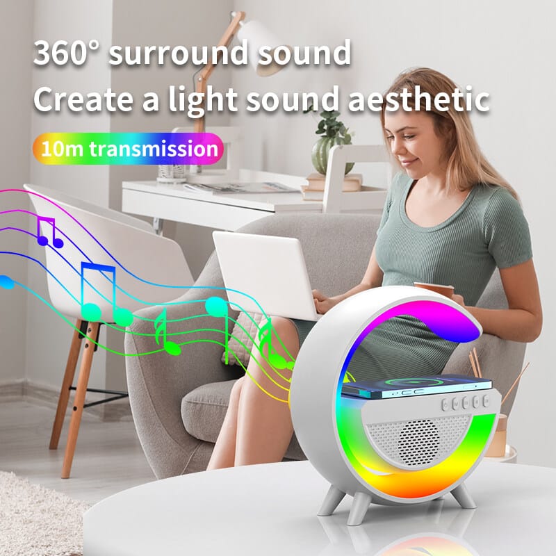 G500 LED Wireless Charging Bluetooth Speaker Smart Table Night Light BT Music Player Phone ...