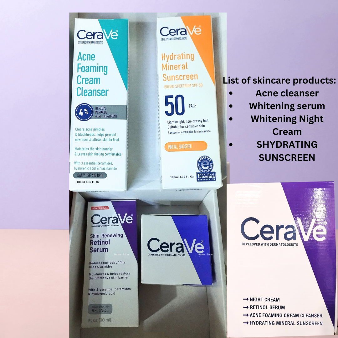 Cerave Skincare Daily Routine Kit 4in1 Whitening Glowing Bright Kit ...