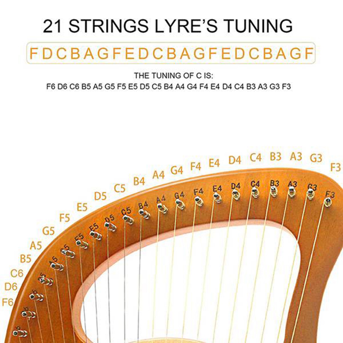 21 String Lyre Harp String Lyre String Small Harp Strings Accessories ...