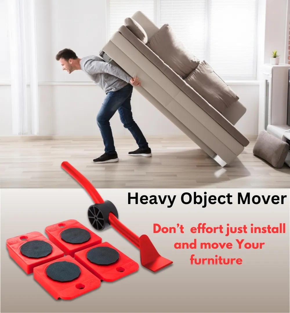 Furniture Moving Transport Tool Set 4 Mover Roller+1 Wheel Bar Heavy ...