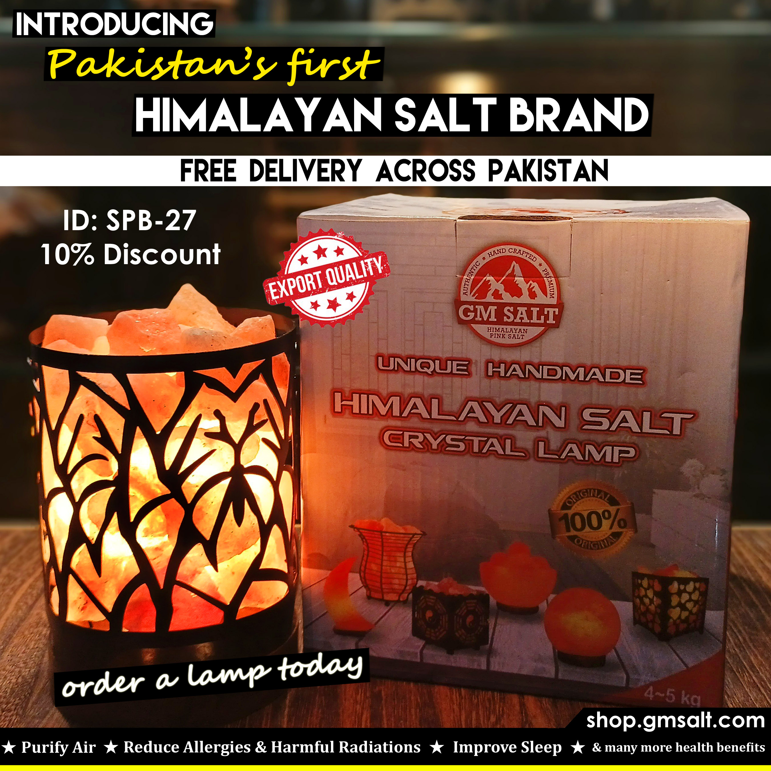 Pink Himalayan Rock Salt Lamp SPB-27 │ GM SALT │ Home Décor │Bedside Lamp │ Decoration for Side ...