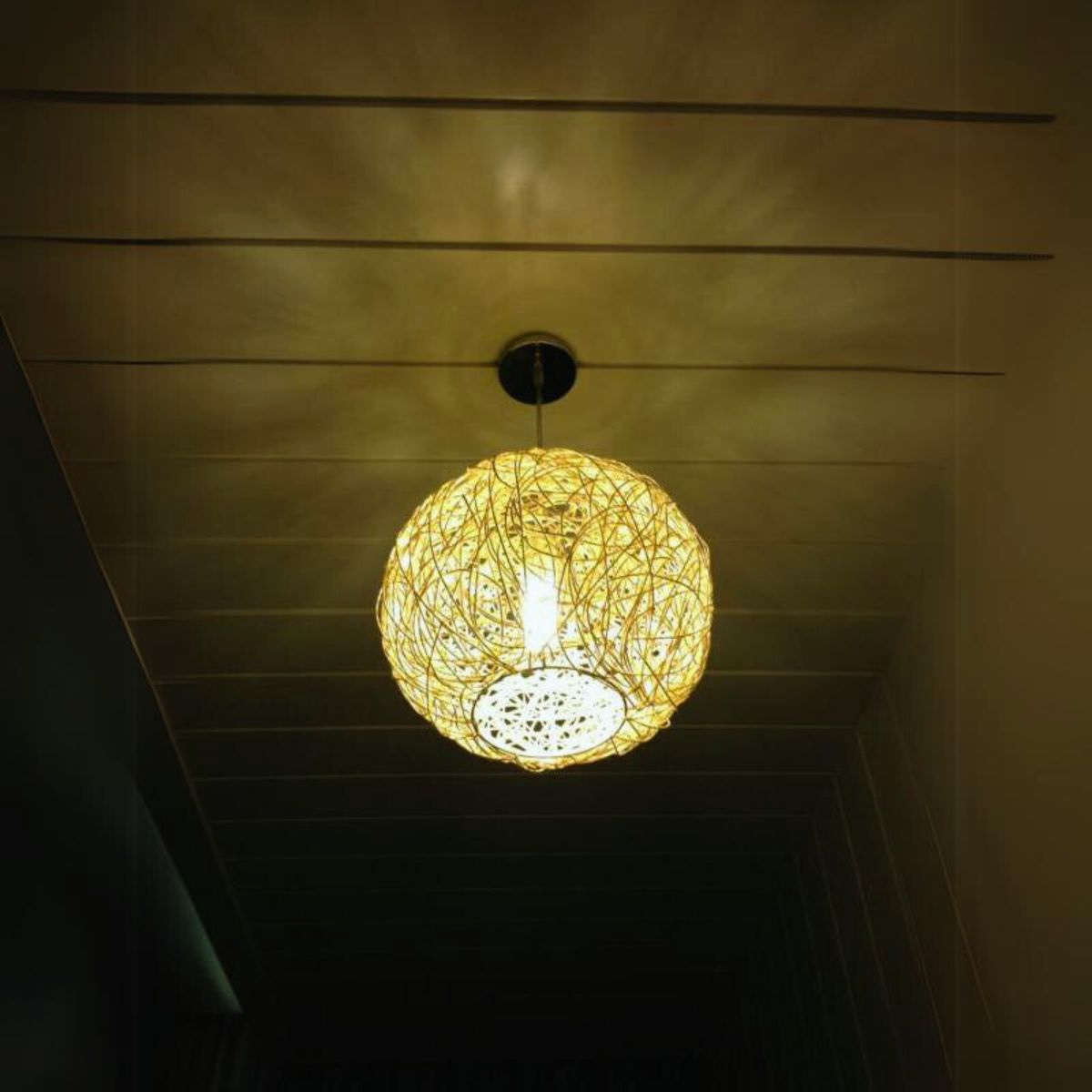 Handmade Fanoos Light Ceiling LED Round Hanging Lamp To Wall Cotton ...