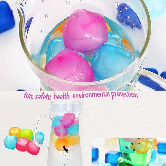 10 Pcs Plastic Colorful Reusable Ice Cubes Cooling Ice Cubes Non ...